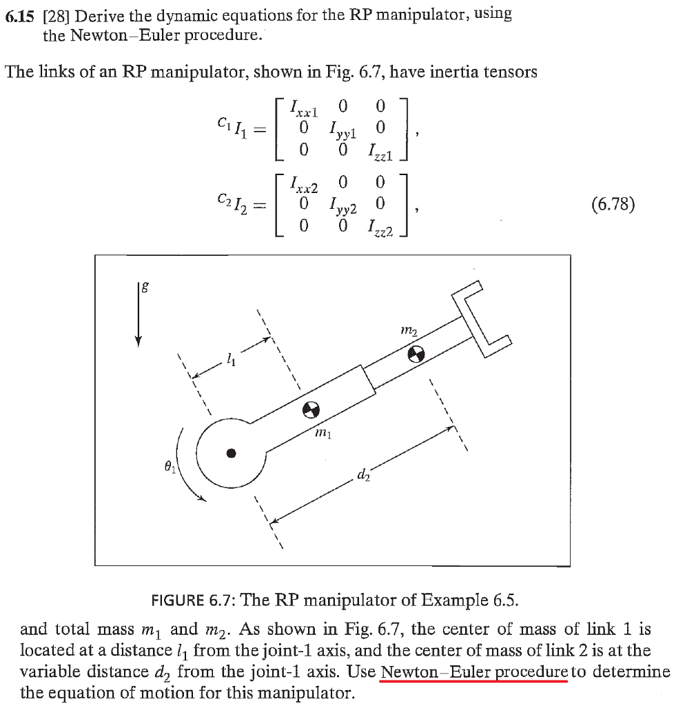 6.15 [28] Derive the dynamic equations for the RP | Chegg.com