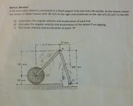 Solved A 60-mm-radius wheel is connected to fixed support D | Chegg.com