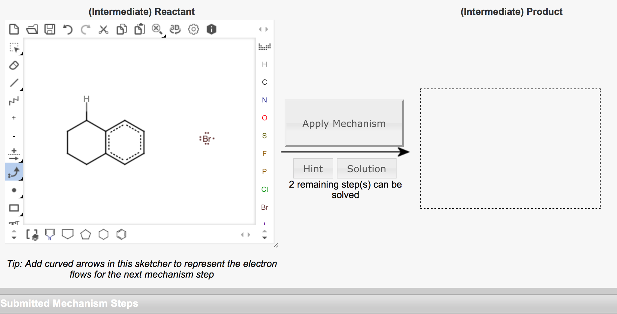 Solved (Intermediate) Reactant Br Br rriT Tip: Add curved | Chegg.com