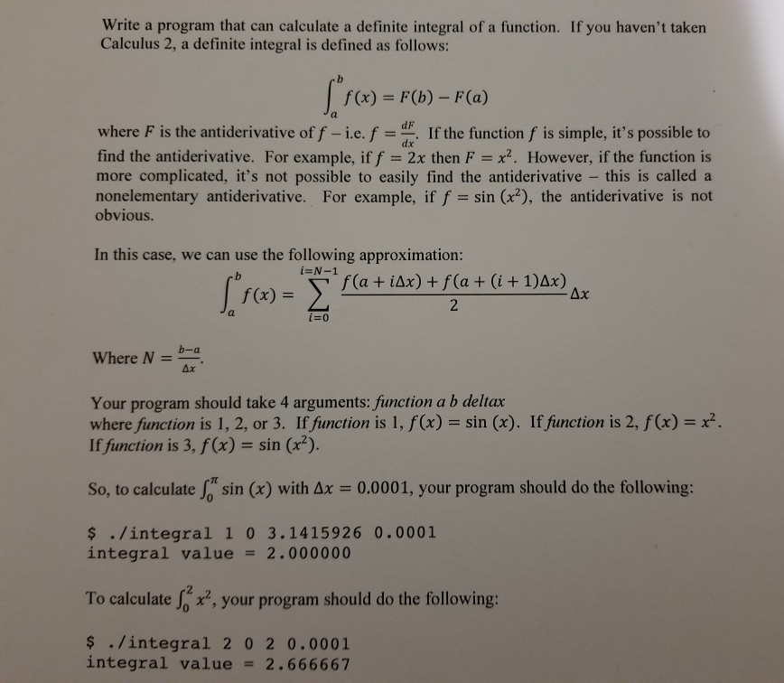 Solved Write a program that can calculate a definite | Chegg.com Solved Write a program that can calculate a definite | Chegg.com