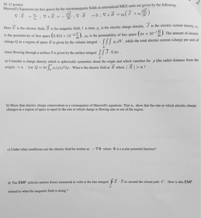 Solved Maxwell Equation--Calc 3Thanks for your time. Any | Chegg.com