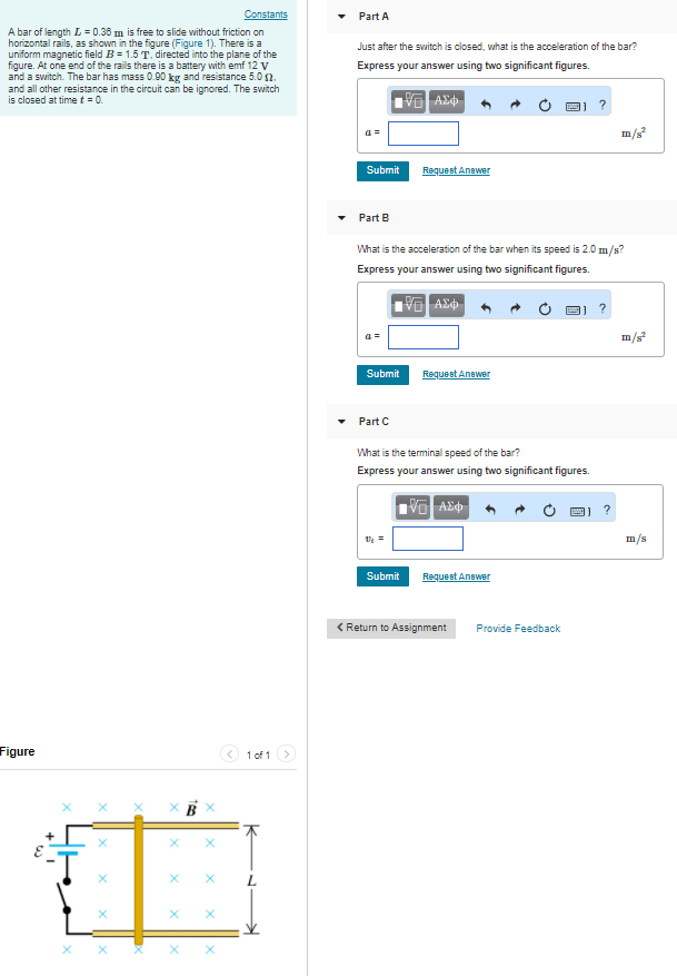 Solved Constants Part A A bar of length L = 0.36 m is free | Chegg.com
