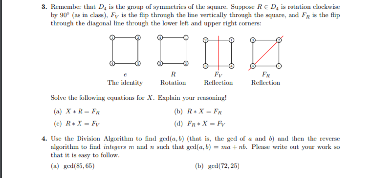 Solved 3. Remember that D4 is the group of symmetries of the | Chegg.com