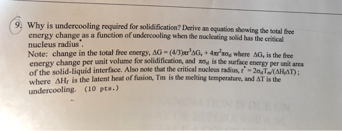 Solved 5 Why is undercooling required for solidification? | Chegg.com