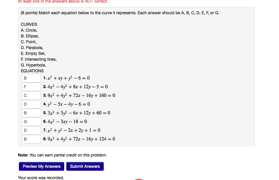 Solved Match each equation below to the curve it represents. | Chegg.com
