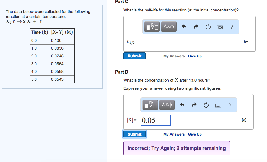 Solved The data below were collected for the following | Chegg.com