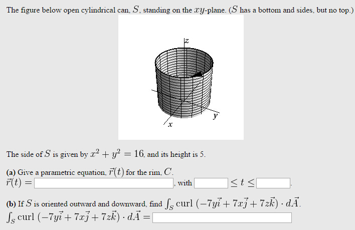 Solved The figure below open cylindrical can S, standing on | Chegg.com