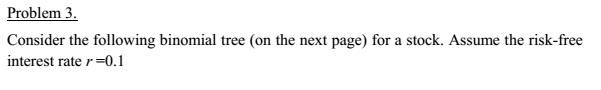Solved Problem 3 Consider the following binomial tree (on | Chegg.com