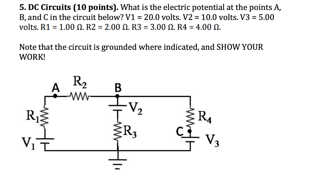 Solved What is the electric potential at the points A, B, | Chegg.com