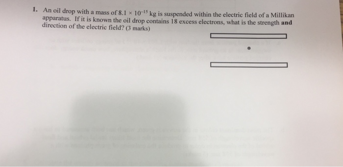 Solved An oil drop with a mass of 8.1 times 10^-15 kg is | Chegg.com