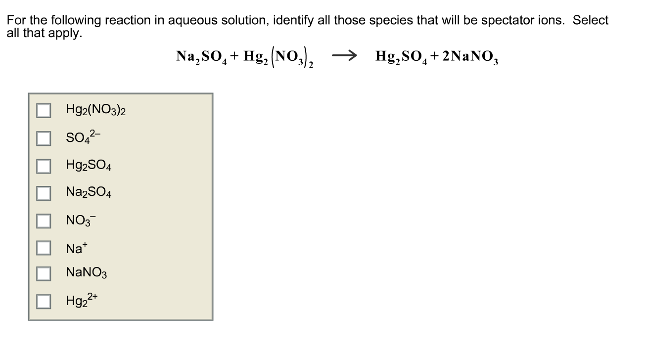 Solved For the following reaction in aqueous solution, | Chegg.com