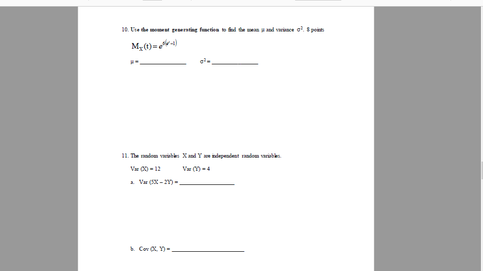 Solved: Use The Moment Generating Function To Find The Mea... | Chegg.com