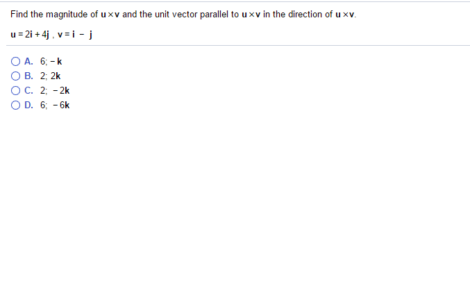 Solved Find the magnitude of u times v and the unit vector | Chegg.com