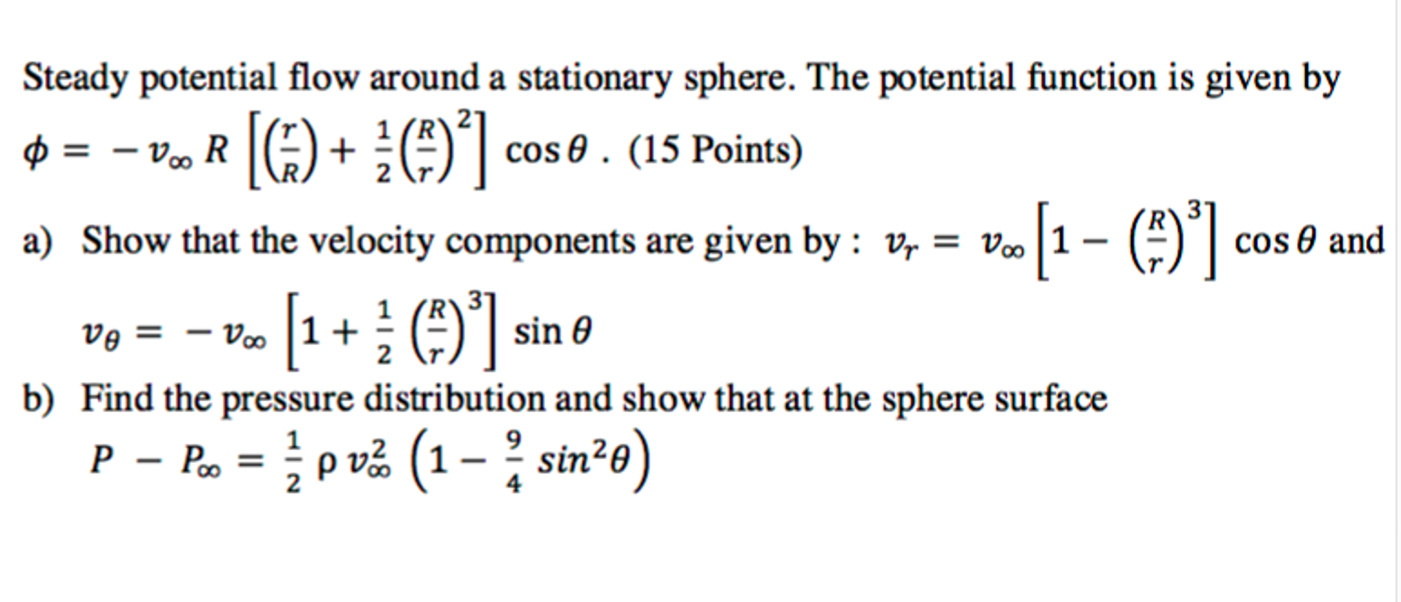 Steady potential flow around a stationary sphere. The | Chegg.com
