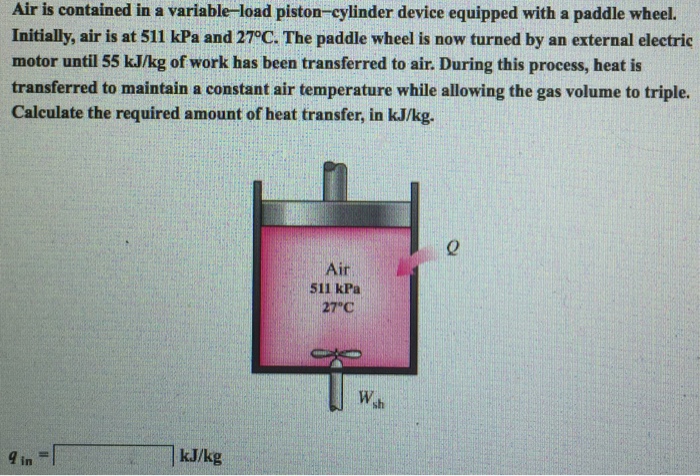 Solved Air is contained in a variable-load piston-cylinder | Chegg.com