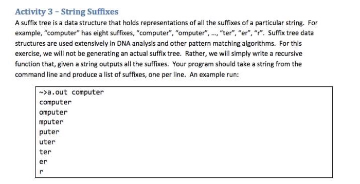 Solved A suffix tree is a data structure that holds | Chegg.com
