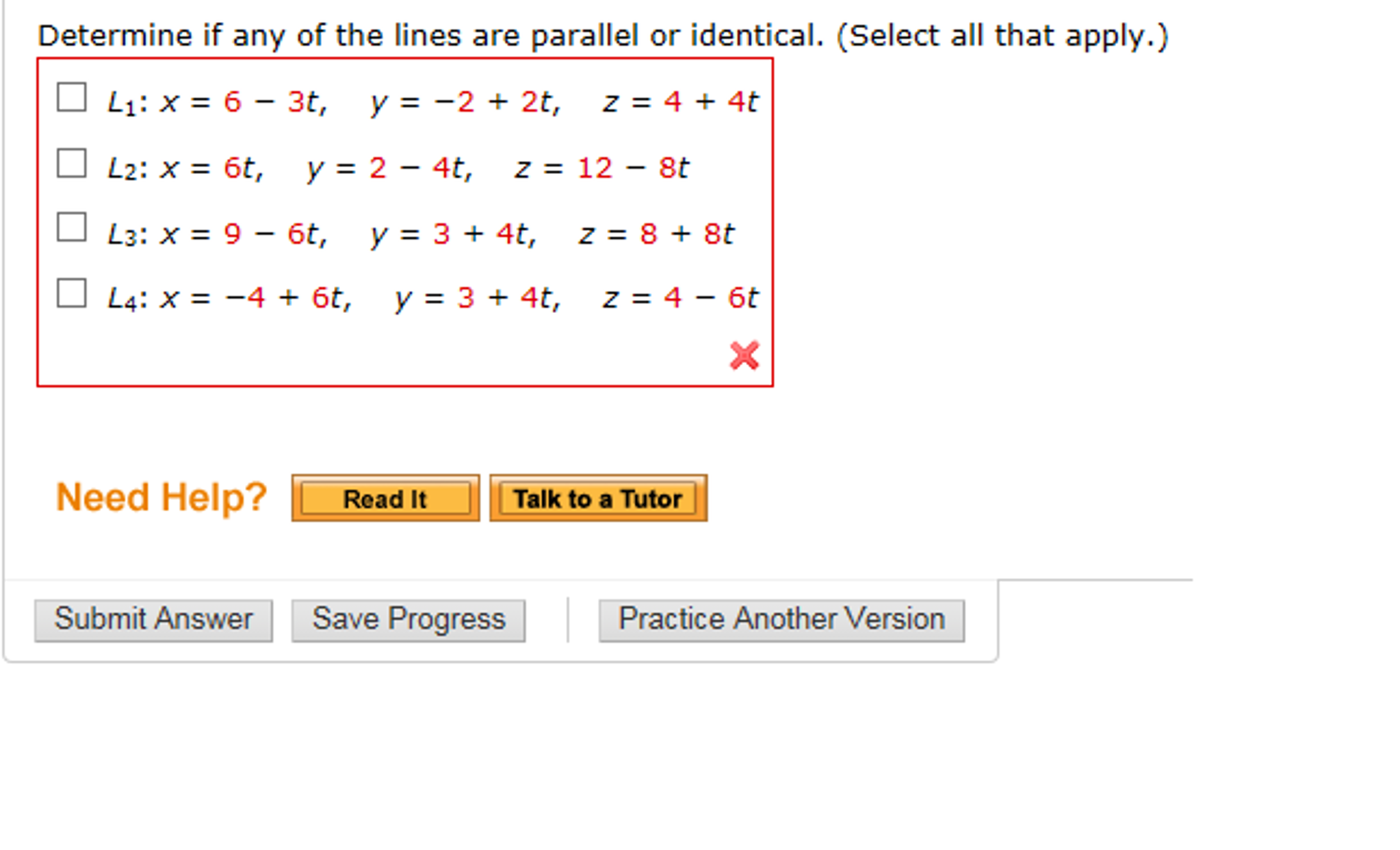 Solved Determine if any of the lines are parallel or | Chegg.com