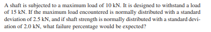 Solved A shaft is subjected to a maximum load of 10 kN. It | Chegg.com