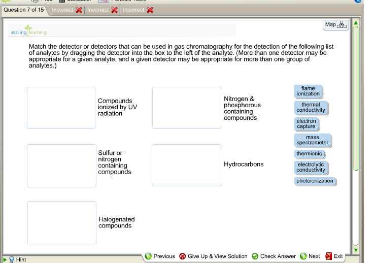 Match the detector or detectors that can be used in | Chegg.com