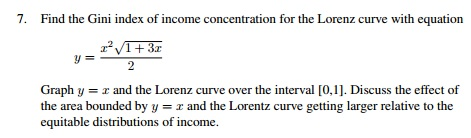 Solved Find the Gini index of income concentration for the | Chegg.com