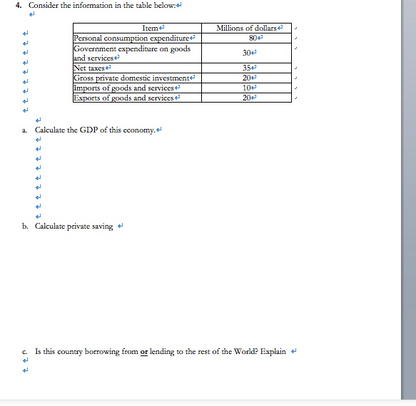 Solved Consider the information in the table below: | Chegg.com