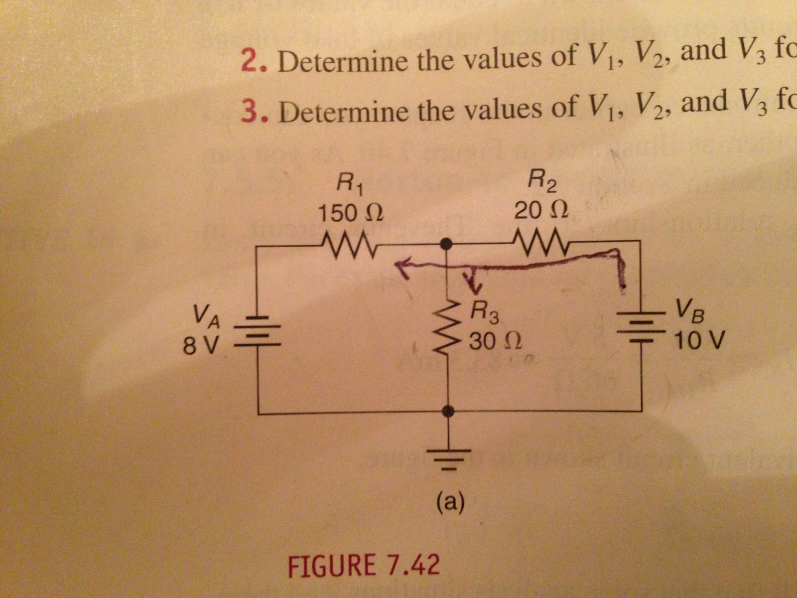 Solved Determine the values of V1, V2, and V3 for the | Chegg.com