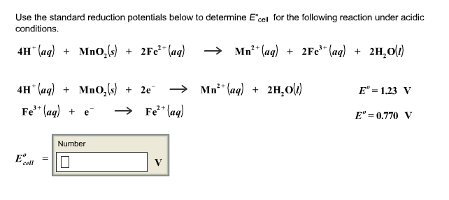 Solved Use the standard reduction potentials below to | Chegg.com