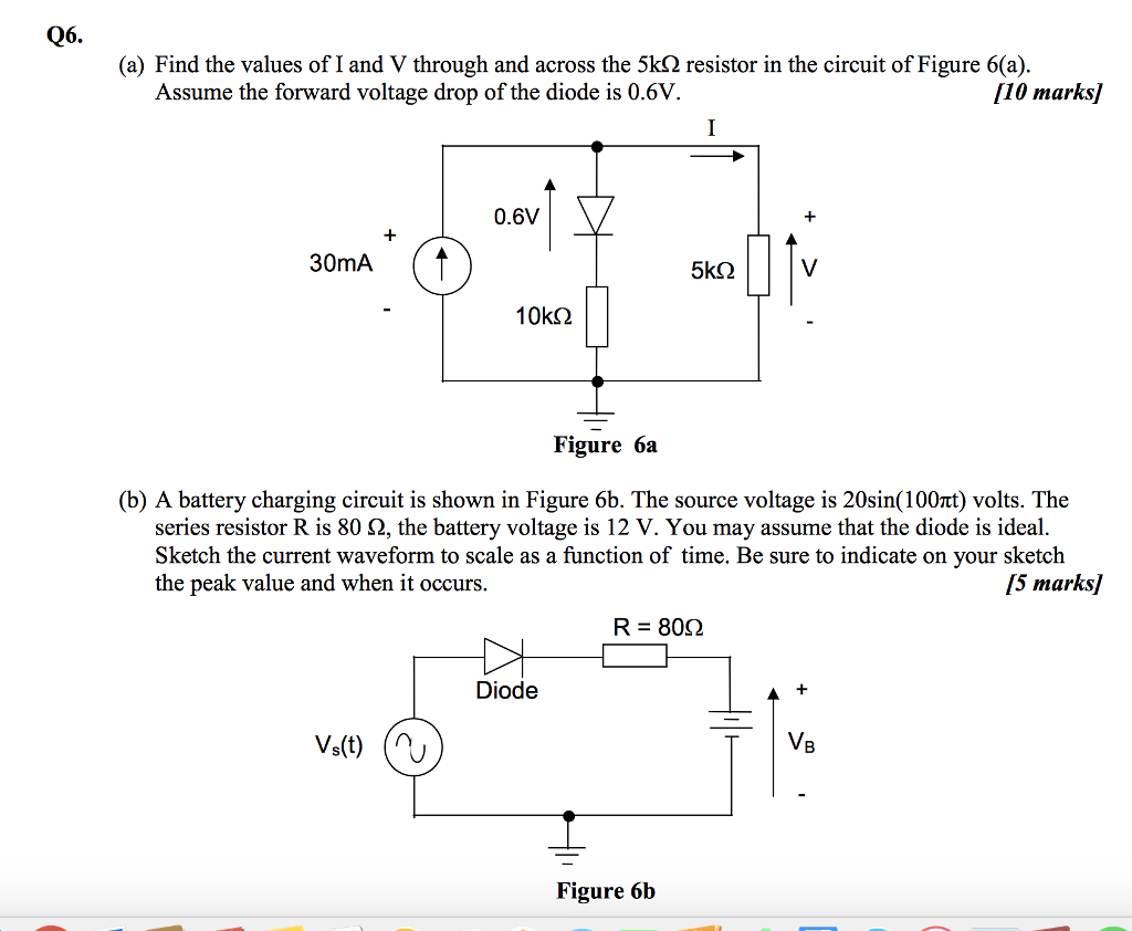 Solved Q6. (a) Find the values of I and V through and across | Chegg.com