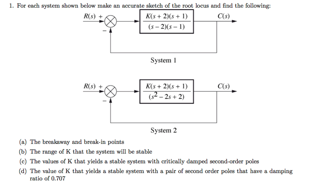 Solved 1. For each system shown below make an accurate | Chegg.com