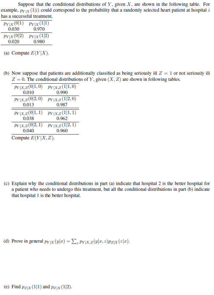 Solved Suppose that the conditional distributions of Y, | Chegg.com