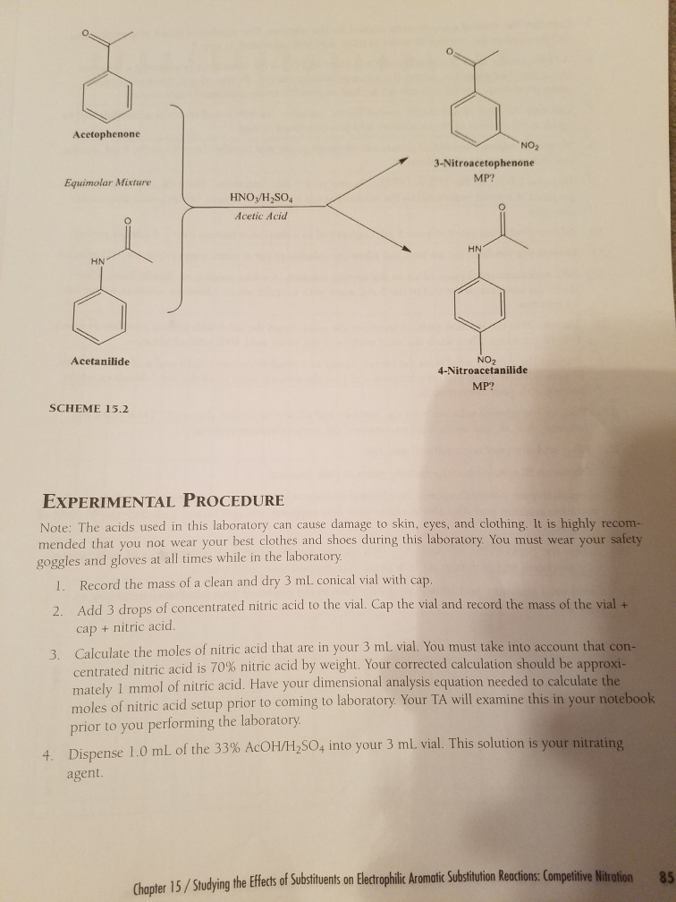 Solved Acetophenone NO2 3-Nitroacetophenone MP? Equimolar | Chegg.com