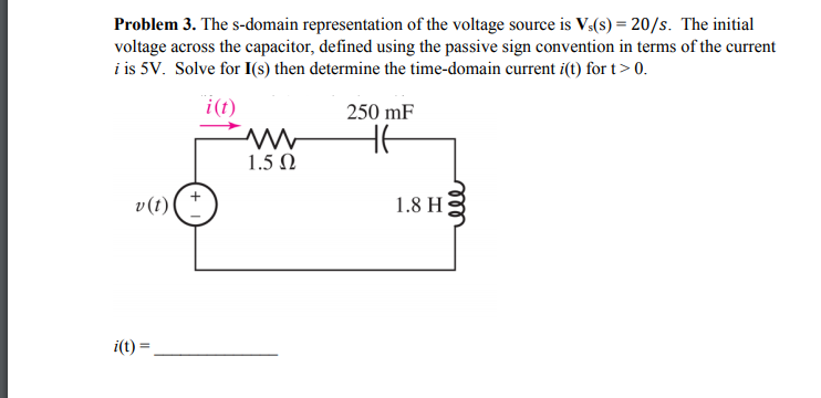 Solved Problem 3. The s-domain representation of the voltage | Chegg.com