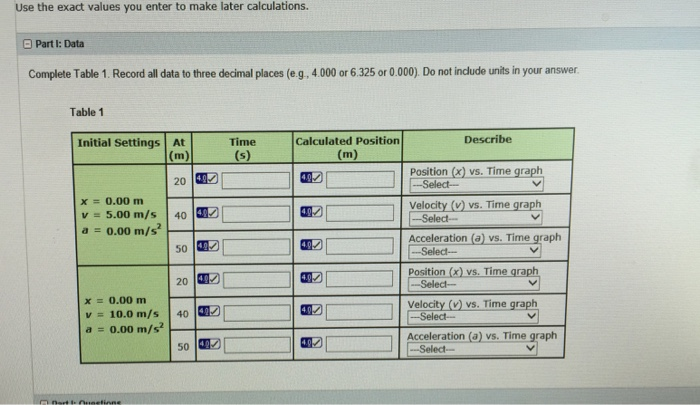 Solved Complete Table 1. Record all data to three decimal | Chegg.com