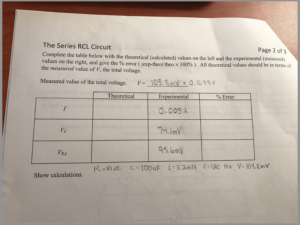 Solved Complete the table below with the theoretical | Chegg.com
