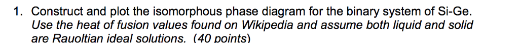 1. Construct and plot the isomorphous phase diagram | Chegg.com