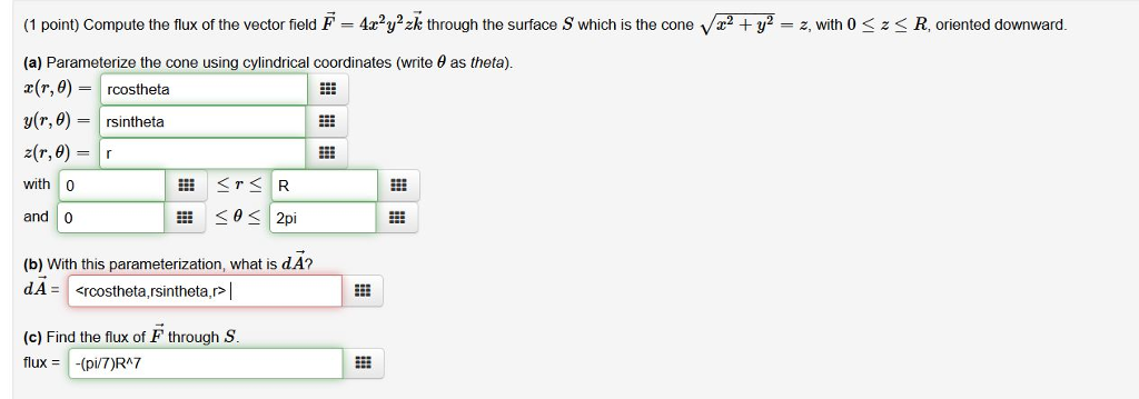 Solved (1 point) Compute the flux of the vector field | Chegg.com