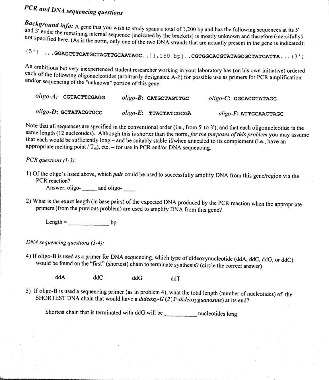 Solved R and DNA sequencing questions nfo: A gene that you | Chegg.com
