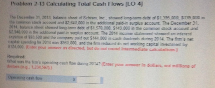 Solved calculate total cash flows | Chegg.com