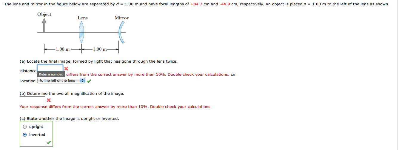 Solved The lens and mirror in the figure below are separated | Chegg.com