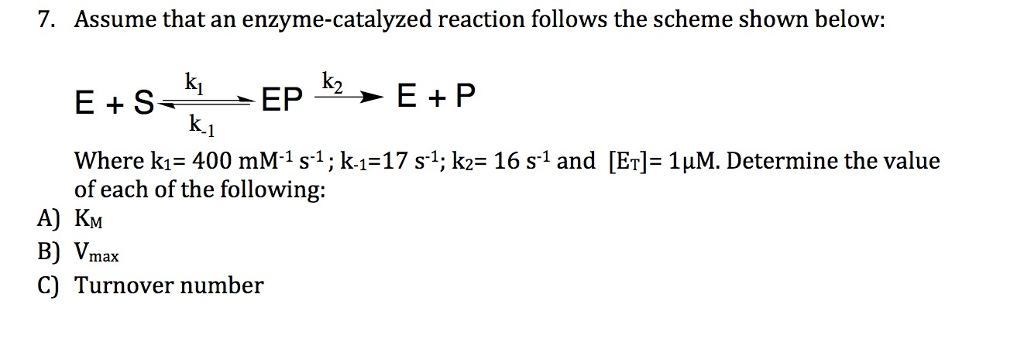 Solved Assume That An Enzyme Catalyzed Reaction Follows The