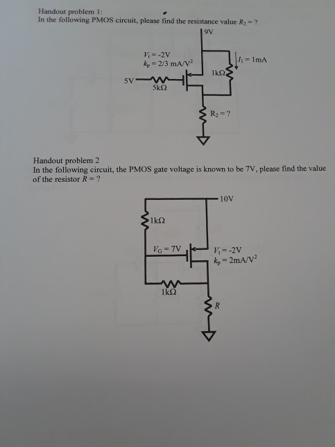 Solved Handout problem 1: In the following PMOS circuit, | Chegg.com