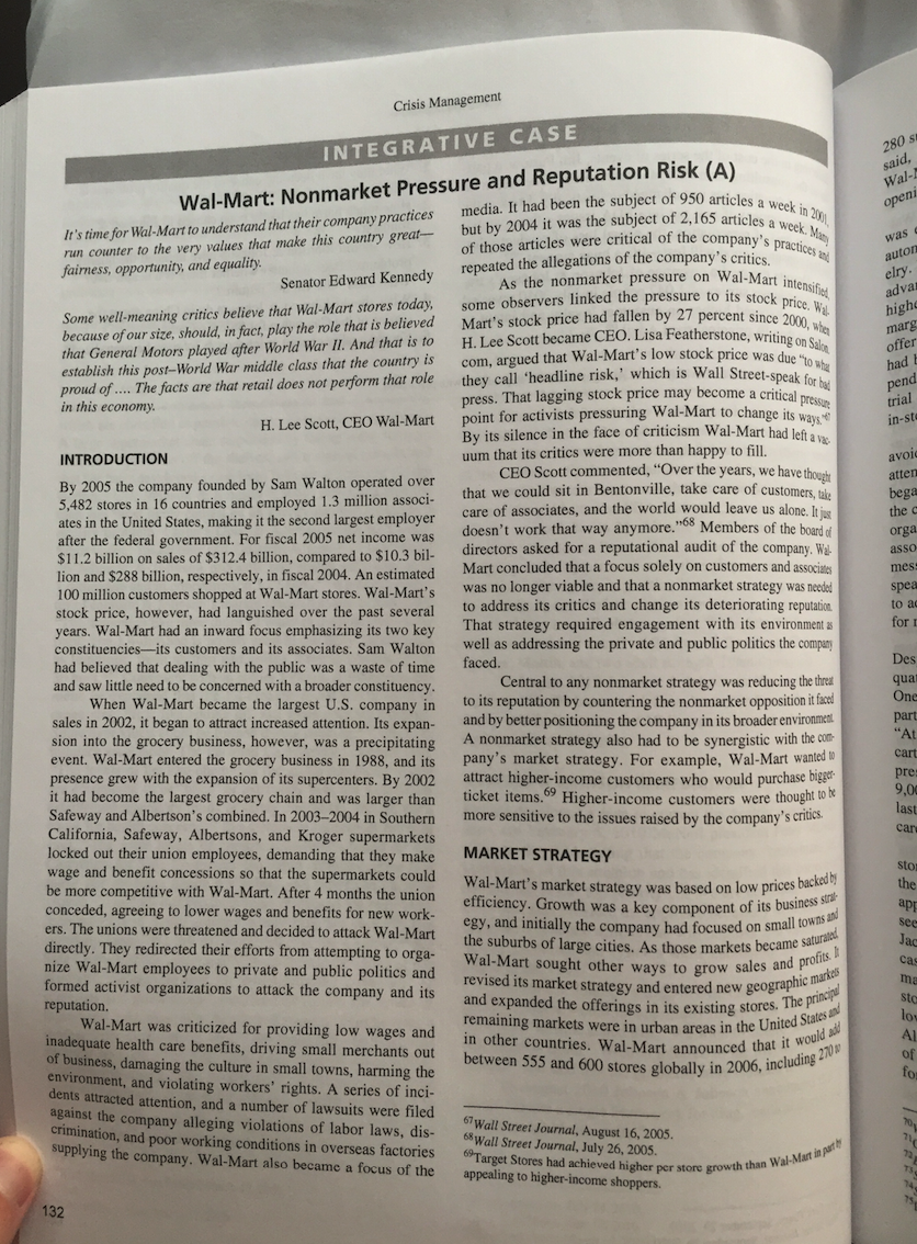 Solved INTEGRATIVE CASE Wal-Mart: Nonmarket Pressure and | Chegg.com