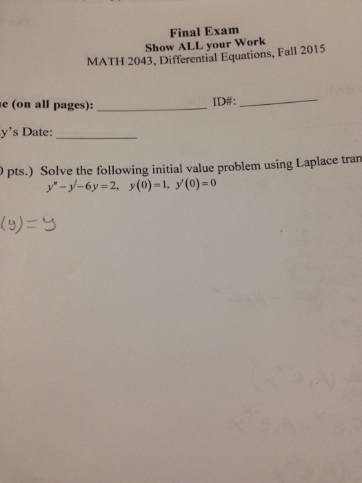Solved Solve the following initial value problem using | Chegg.com
