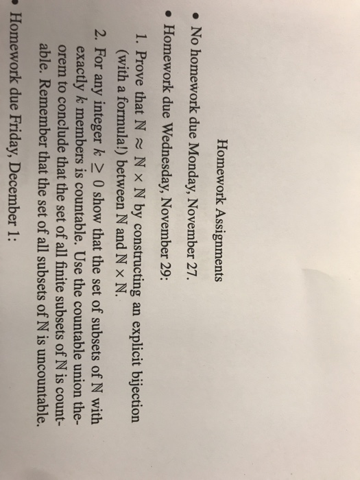 Solved Homework Assignments . No homework due Monday, | Chegg.com
