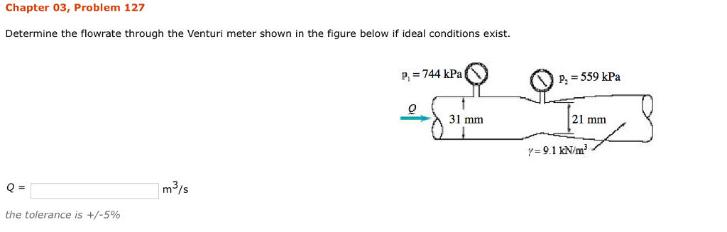 Solved Chapter 03, Problem 127 Determine the flowrate | Chegg.com