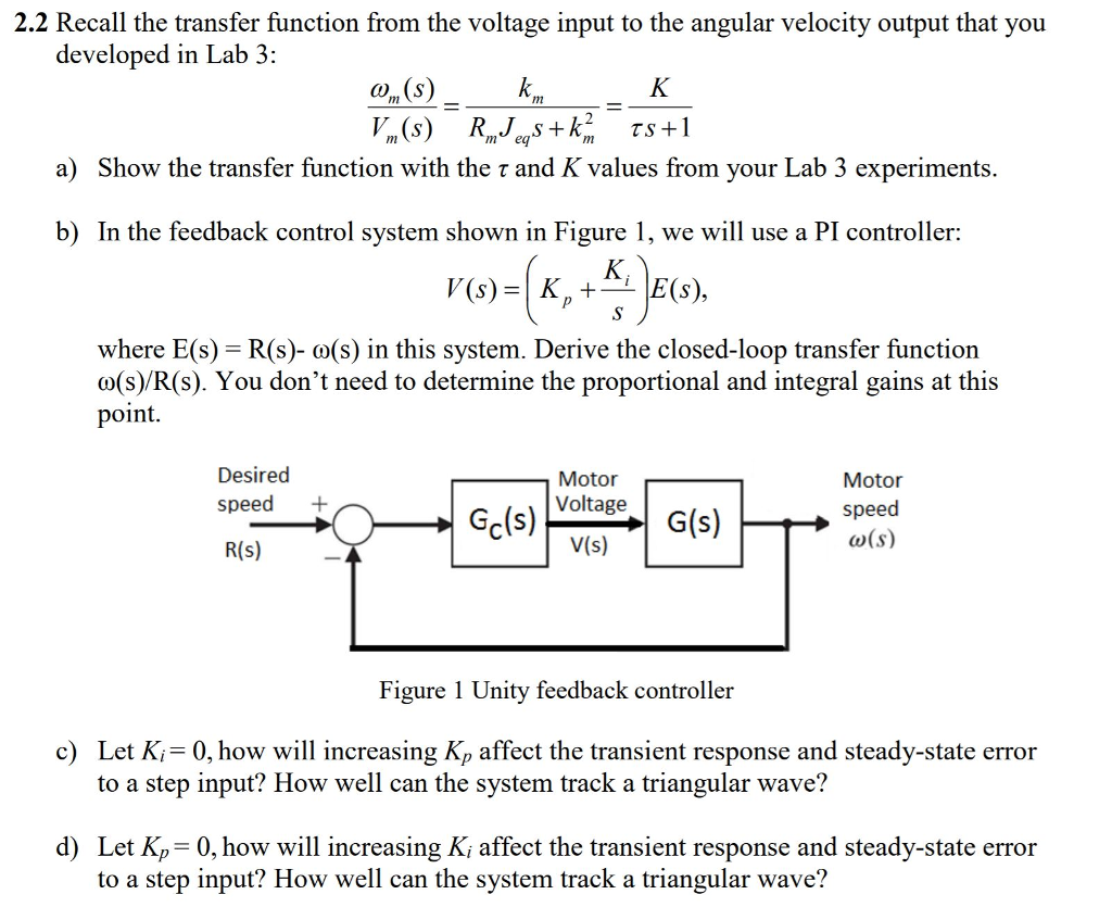 Solved 2.2 Recall the transfer function from the voltage | Chegg.com