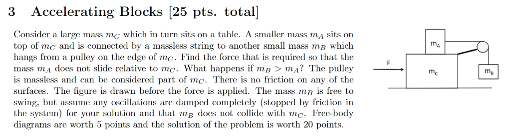 Solved 3 Accelerating Blocks [25 pts. total Consider a large | Chegg.com