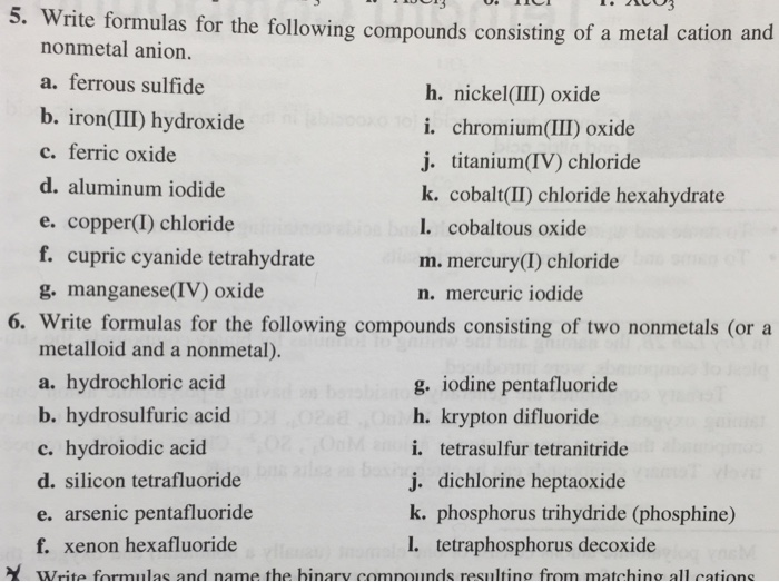 Solved 1. write formulas for the following compounds | Chegg.com