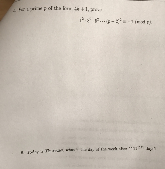 Solved For a prime p of the form 4K + 1, prove 1^1 middot | Chegg.com