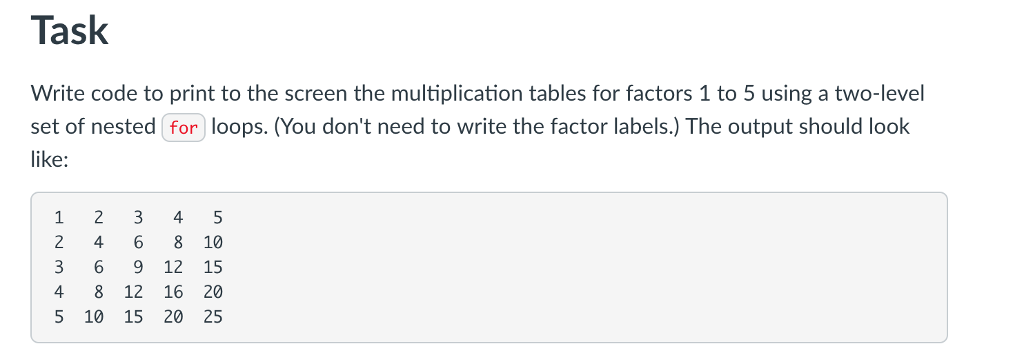 Solved Task Write code to print to the screen the | Chegg.com